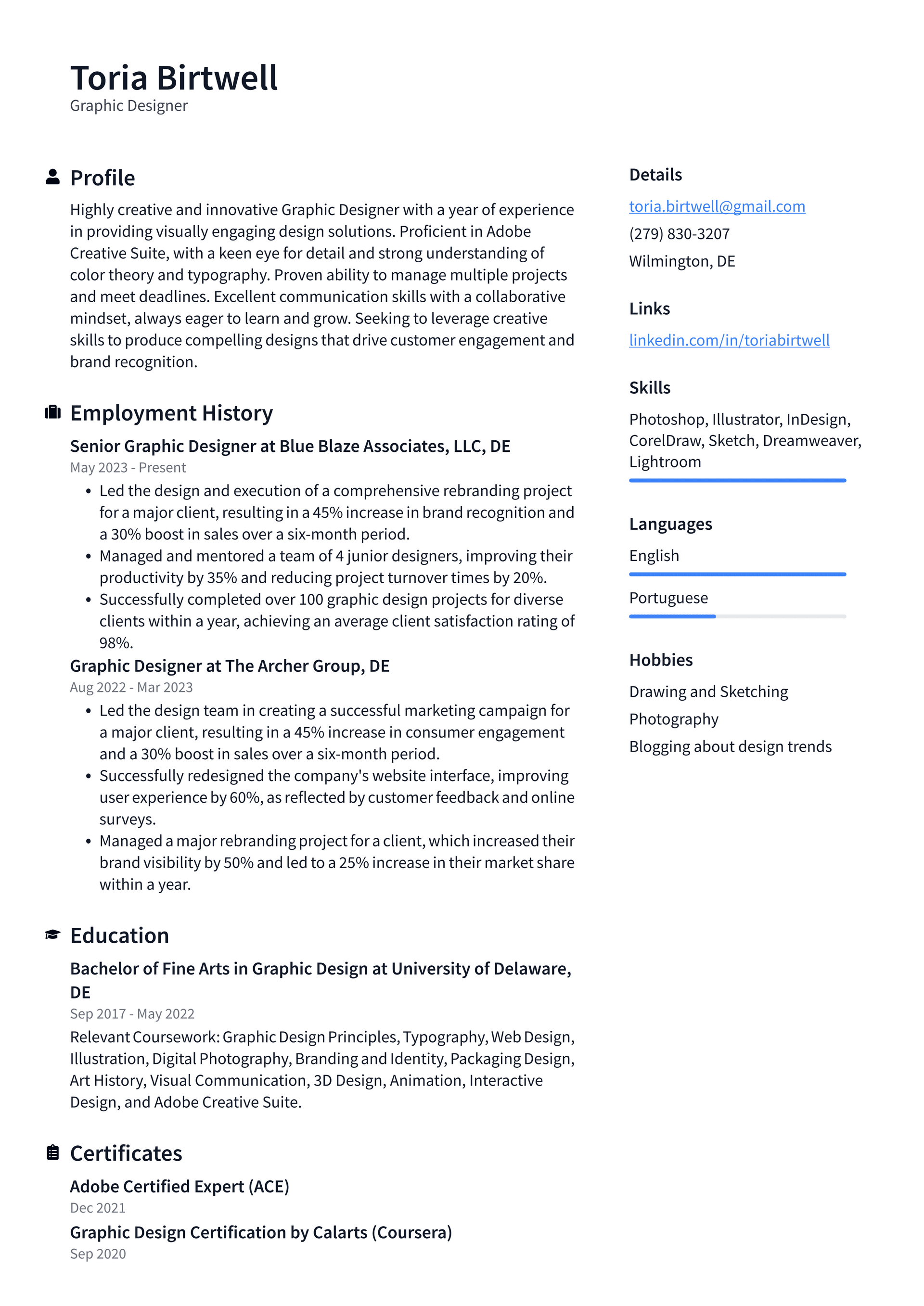 Zoom Graphic Designer Resume Examples | ResumeCat