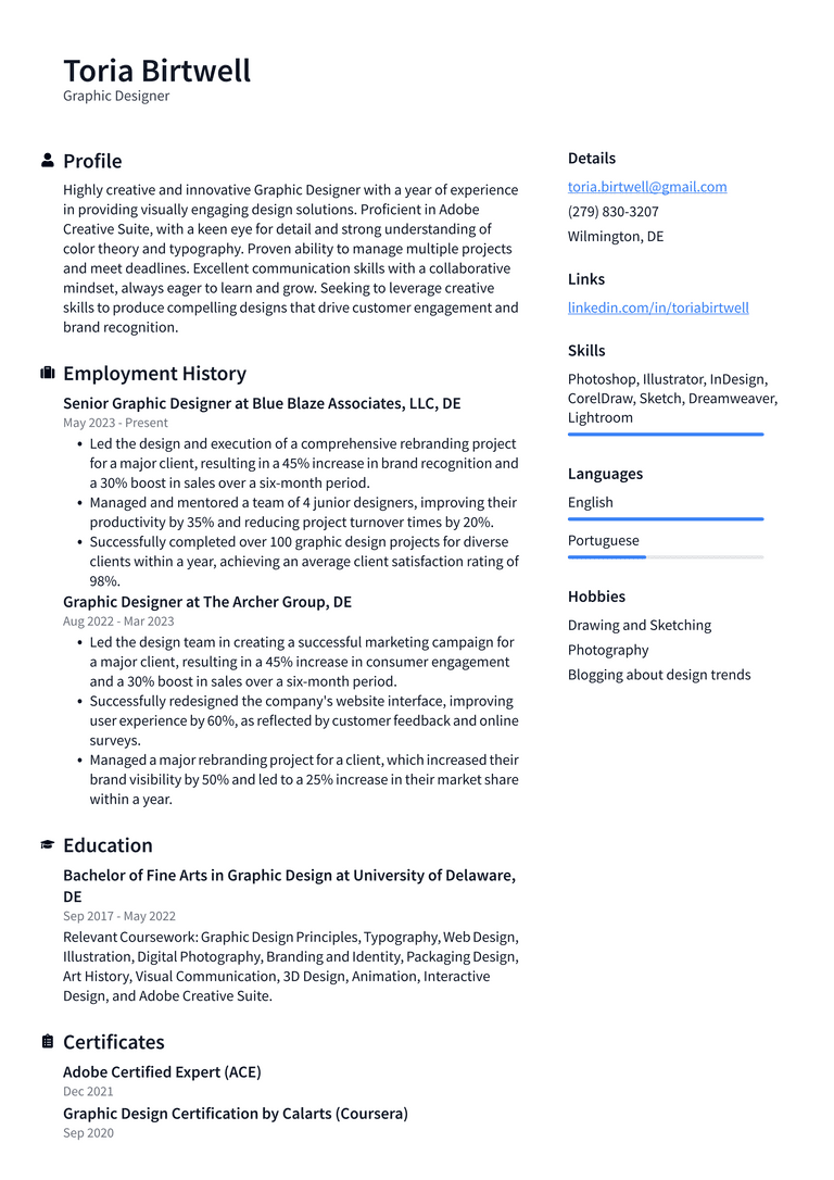 Zoom Graphic Designer Resume Examples | ResumeCat