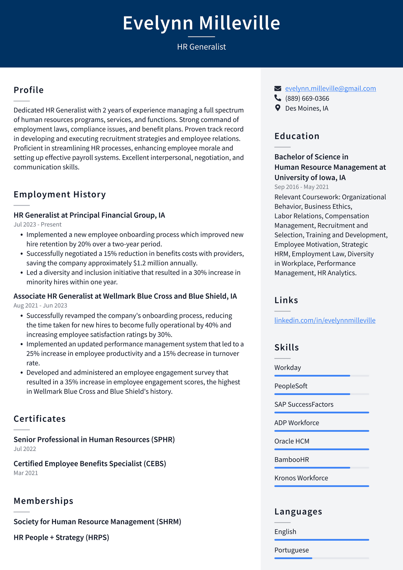 Zoom HR Generalist Resume Examples | ResumeCat