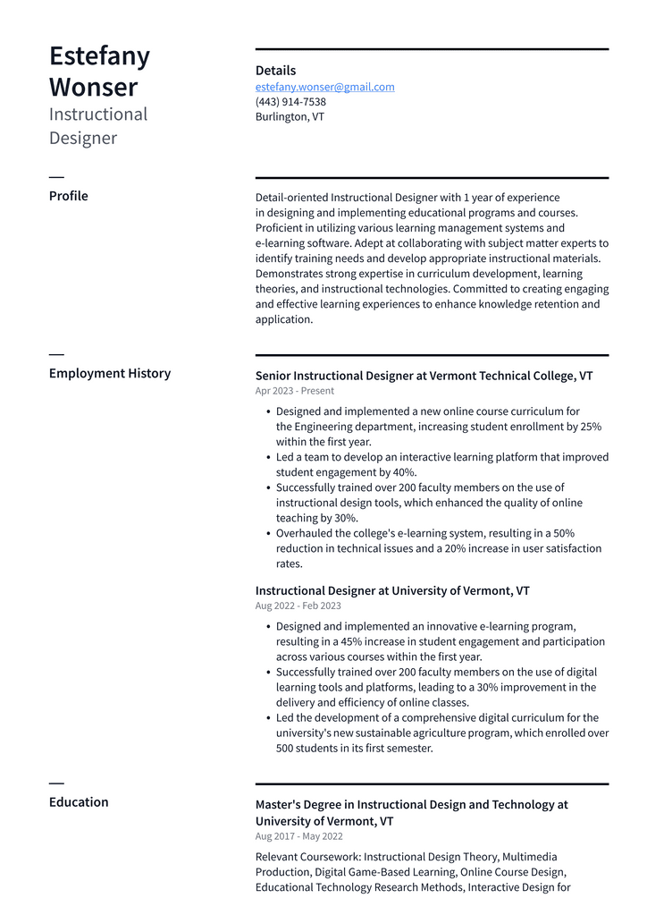 Zoom Instructional Designer Resume Examples | ResumeCat