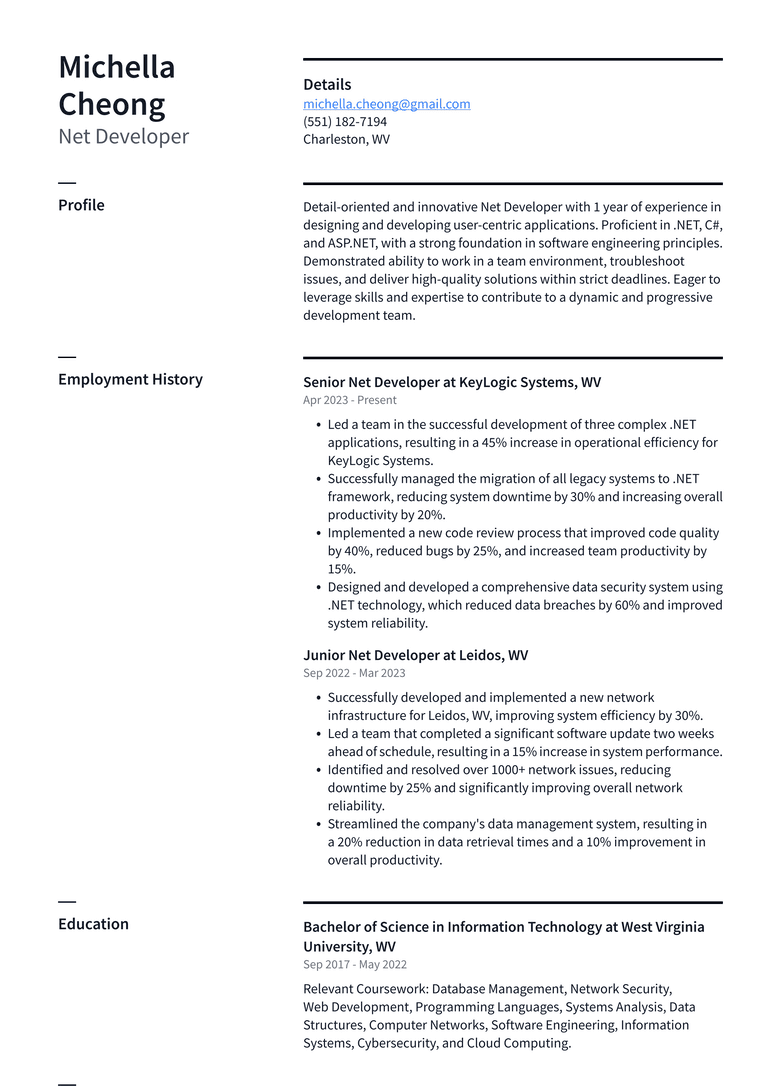 Zoom Net Developer Resume Examples | ResumeCat Zoom Net Developer Resume Examples | ResumeCat