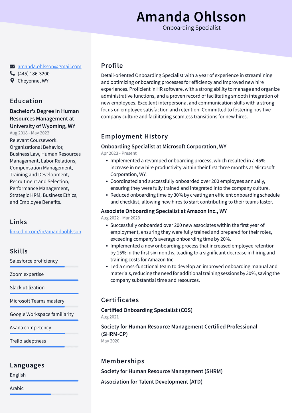 Zoom Onboarding Specialist Resume Examples | ResumeCat