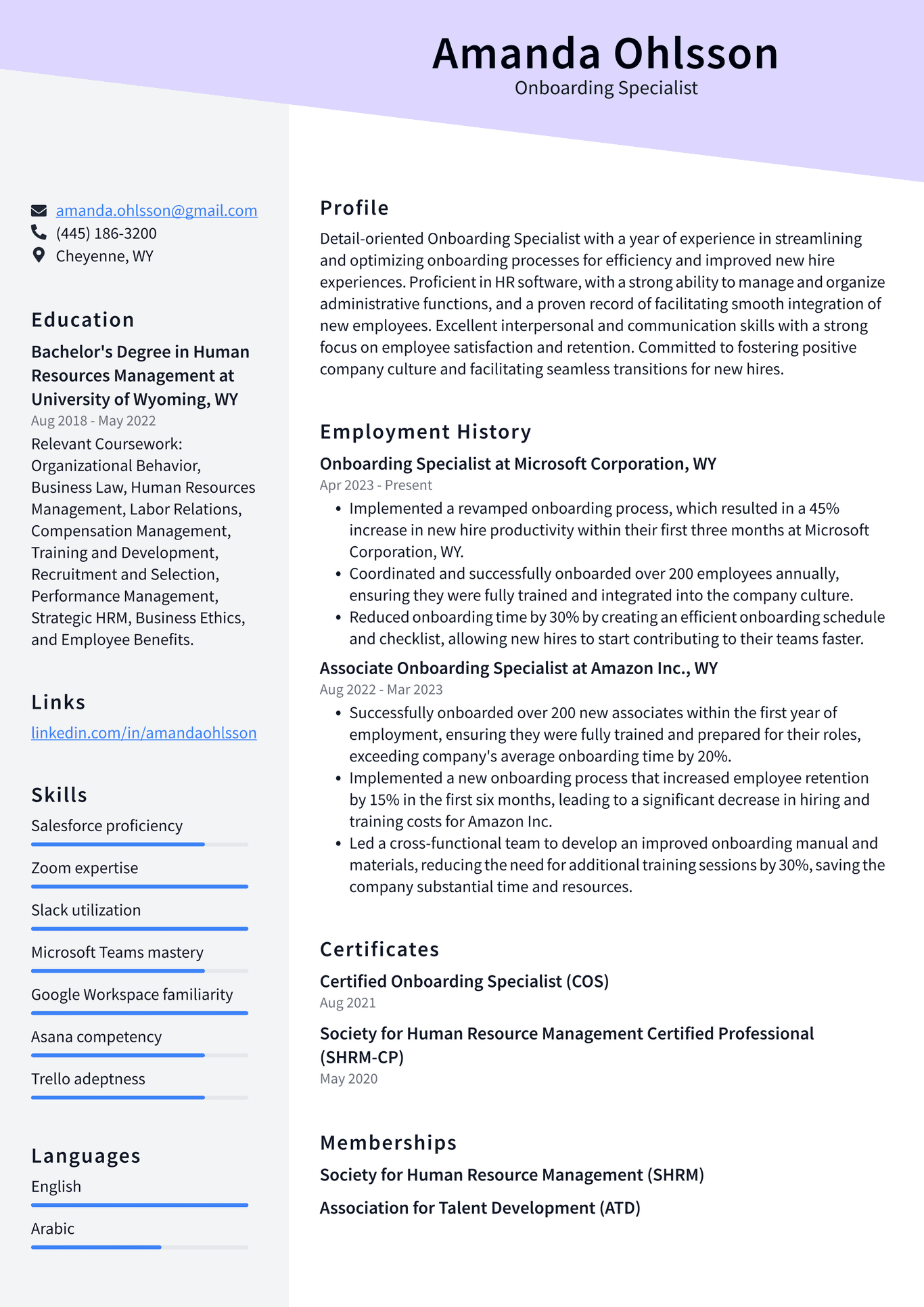 Zoom Onboarding Specialist Resume Examples | ResumeCat