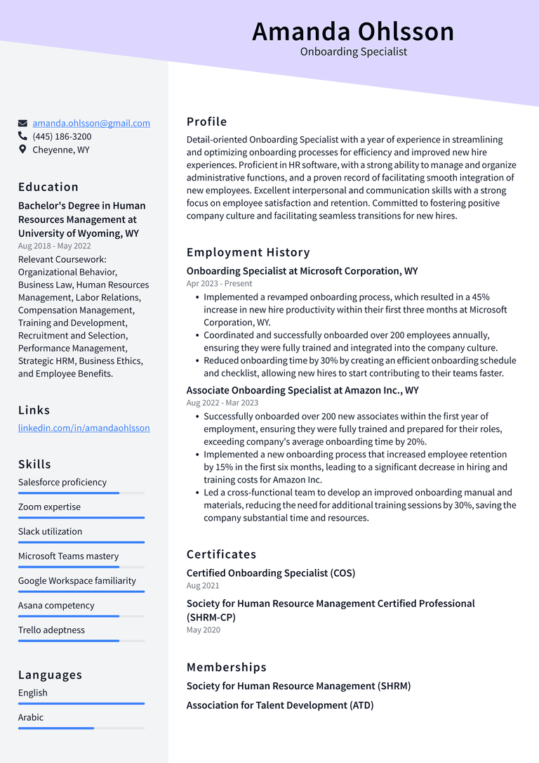 Zoom Onboarding Specialist Resume Examples | ResumeCat