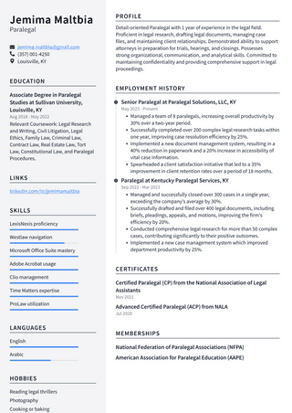 Zoom Paralegal Resume Examples | ResumeCat