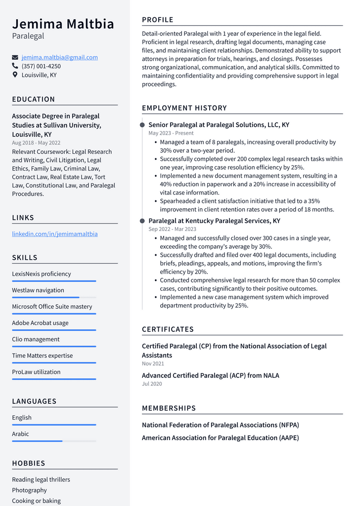 Zoom Paralegal Resume Examples | ResumeCat