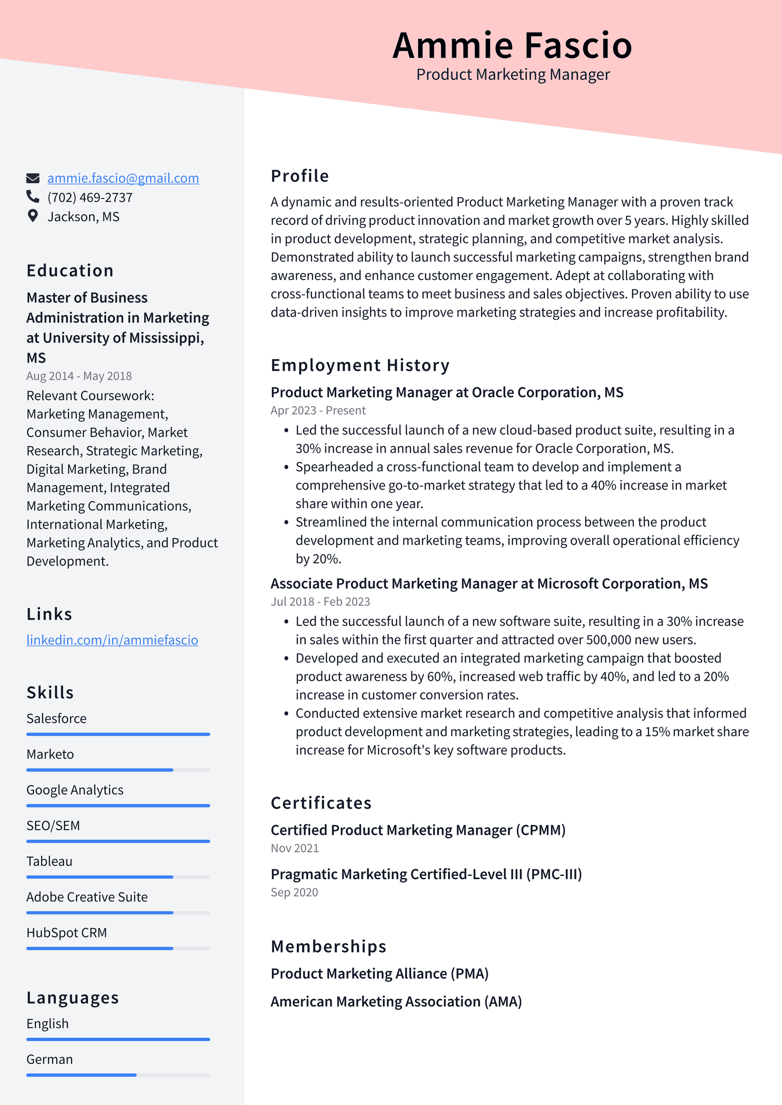 Zoom Product Marketing Manager Resume Examples | ResumeCat