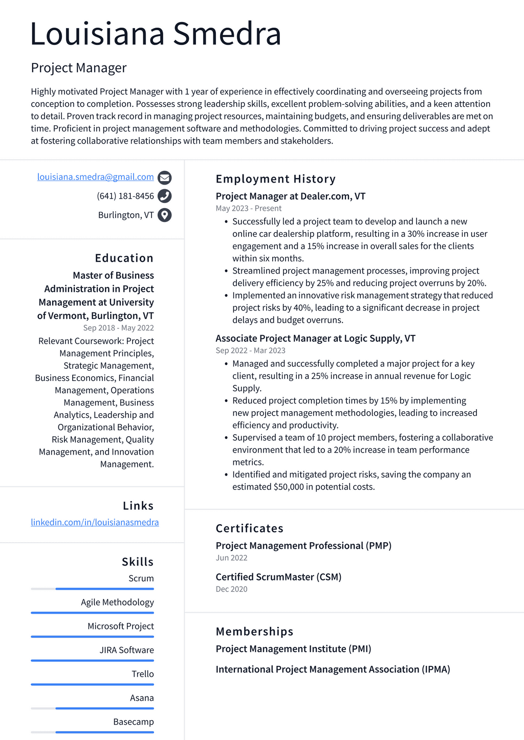 Zoom Project Manager Resume Examples | ResumeCat