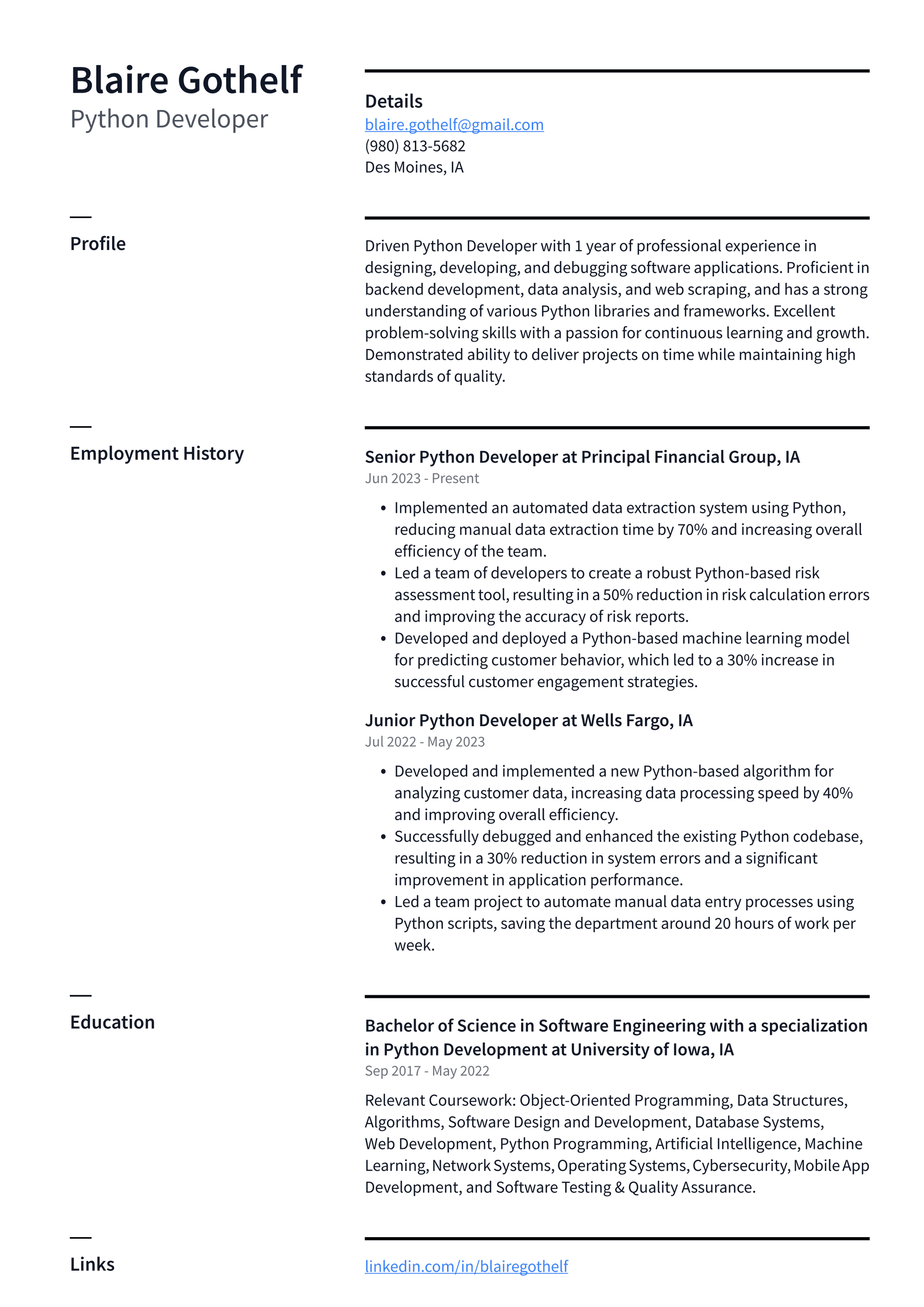 Zoom Python Developer Resume Examples | ResumeCat Zoom Python Developer Resume Examples | ResumeCat