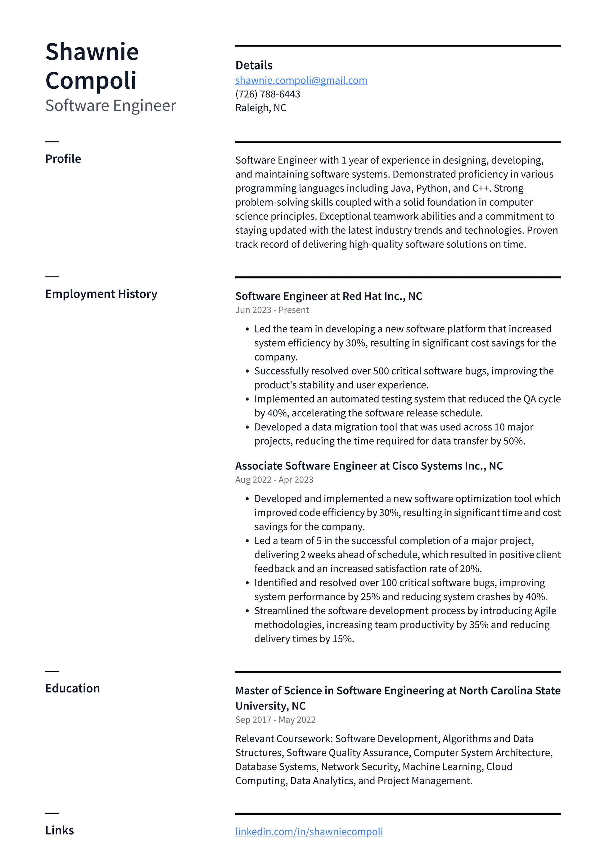 Zoom Software Engineer Resume Examples | ResumeCat