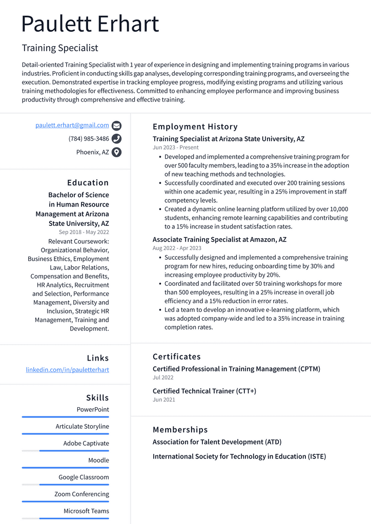 Zoom Training Specialist Resume Examples | ResumeCat