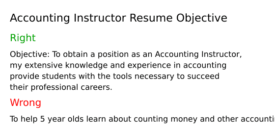 Top 16 Accounting Instructor Resume Objective Examples