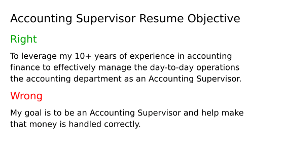 Top 17 Accounting Supervisor Resume Objective Examples