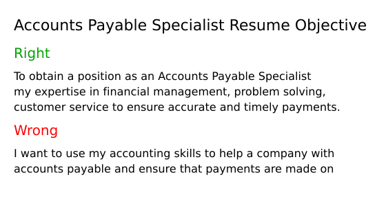 Top 17 Accounts Payable Specialist Resume Objective Examples