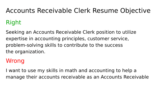 Top 17 Accounts Receivable Clerk Resume Objective Examples