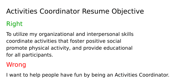 Top 16 Activities Coordinator Resume Objective Examples