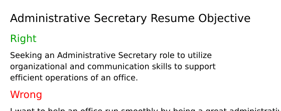 Top 16 Administrative Secretary Resume Objective Examples