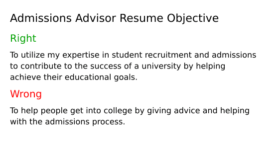 Top 17 Admissions Advisor Resume Objective Examples