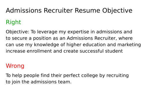 Top 18 Admissions Recruiter Resume Objective Examples