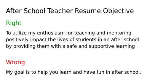 Top 18 After School Teacher Resume Objective Examples