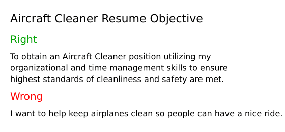 Top 18 Aircraft Cleaner Resume Objective Examples