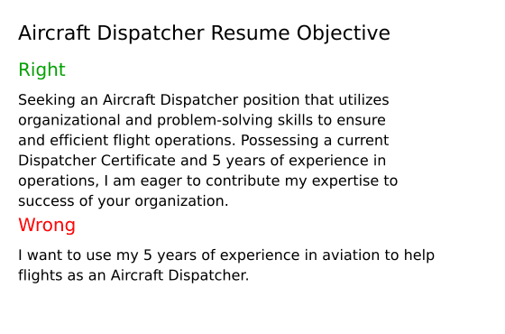 Top 18 Aircraft Dispatcher Resume Objective Examples