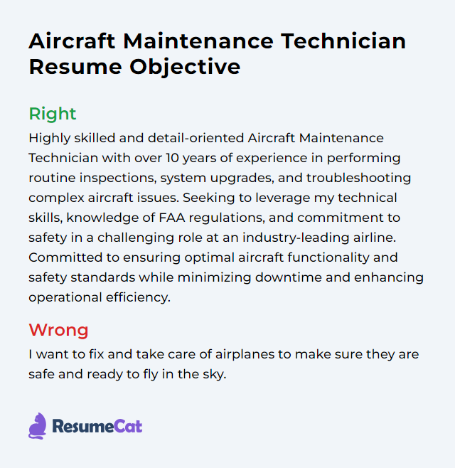 Top 16 Aircraft Maintenance Technician Resume Objective Examples