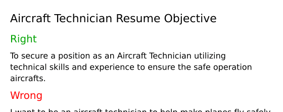 Top 18 Aircraft Technician Resume Objective Examples