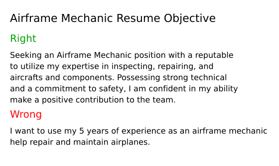 Top 18 Airframe Mechanic Resume Objective Examples