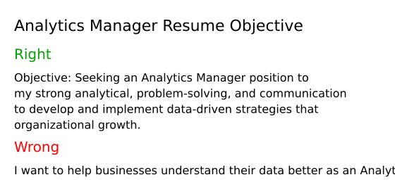 Top 16 Analytics Manager Resume Objective Examples