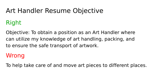 Top 18 Art Handler Resume Objective Examples | ResumeCat