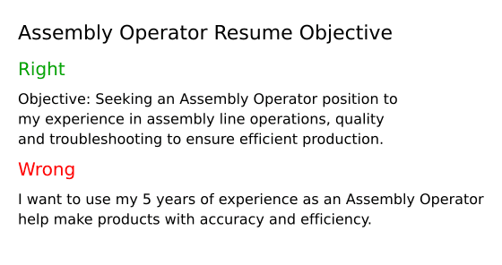 Top 18 Assembly Operator Resume Objective Examples