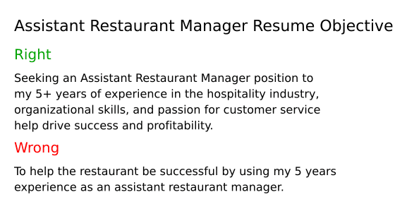 Top 17 Assistant Restaurant Manager Resume Objective Examples