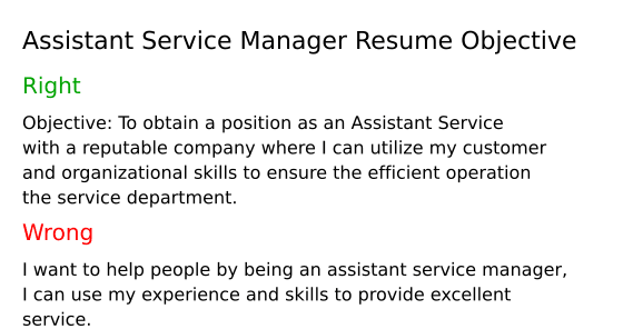 Top 18 Assistant Service Manager Resume Objective Examples