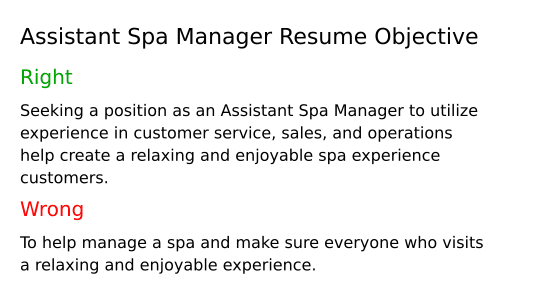 Top 16 Assistant Spa Manager Resume Objective Examples