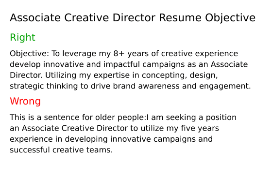Top 18 Associate Creative Director Resume Objective Examples