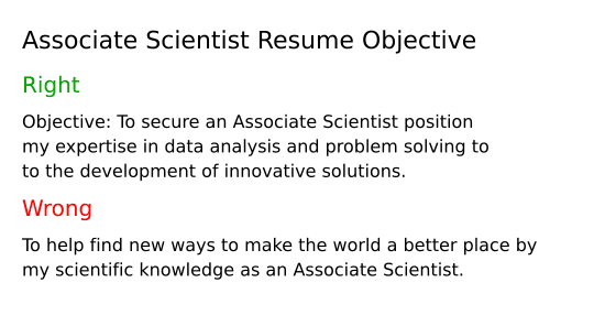 Top 18 Associate Scientist Resume Objective Examples
