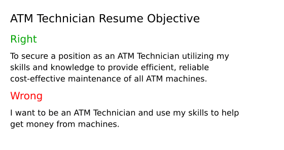 Top 16 ATM Technician Resume Objective Examples | ResumeCat