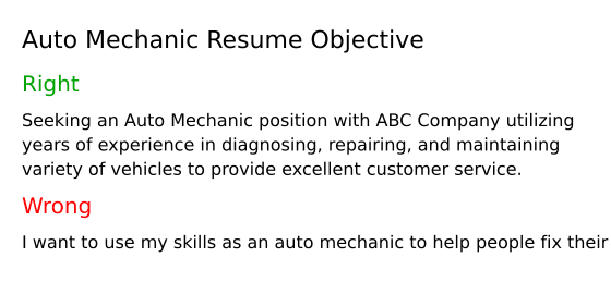 Top 16 Auto Mechanic Resume Objective Examples | ResumeCat