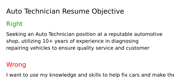 Top 16 Auto Technician Resume Objective Examples | ResumeCat