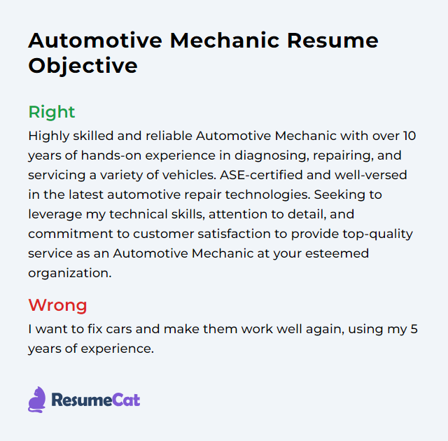 Top 18 Automotive Mechanic Resume Objective Examples