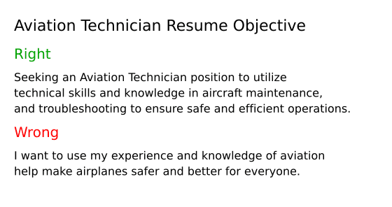Top 18 Aviation Technician Resume Objective Examples