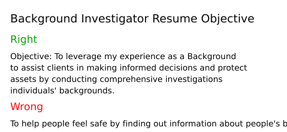 Top 17 Background Investigator Resume Objective Examples