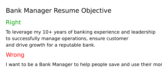Top 18 Bank Manager Resume Objective Examples | ResumeCat