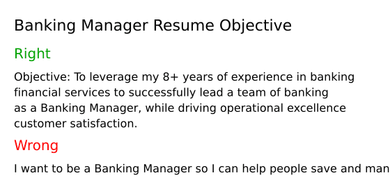 Top 17 Banking Manager Resume Objective Examples | ResumeCat
