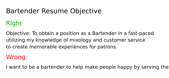 Top 17 Bartender Resume Objective Examples | ResumeCat