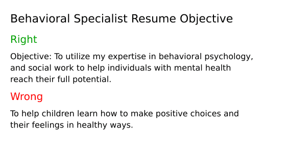 Top 17 Behavioral Specialist Resume Objective Examples