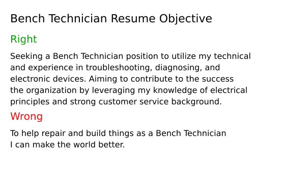 Top 18 Bench Technician Resume Objective Examples