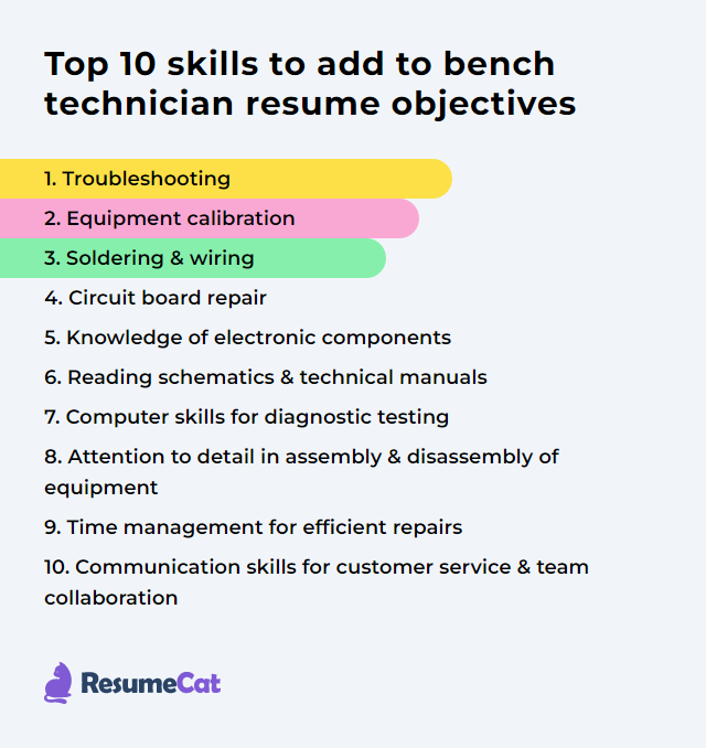 Top 18 Bench Technician Resume Objective Examples