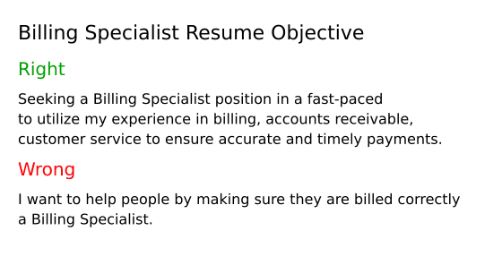 Top 17 Billing Specialist Resume Objective Examples